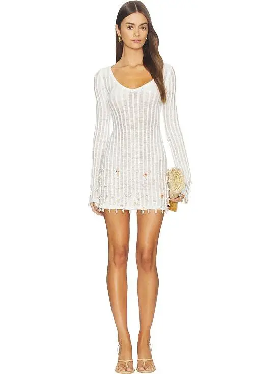 Tularosa Ellisa V-neck Embellished Mini Dress - Ivory