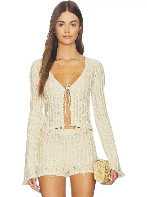 Tularosa Nori Shell Embellished Cardigan - Sand