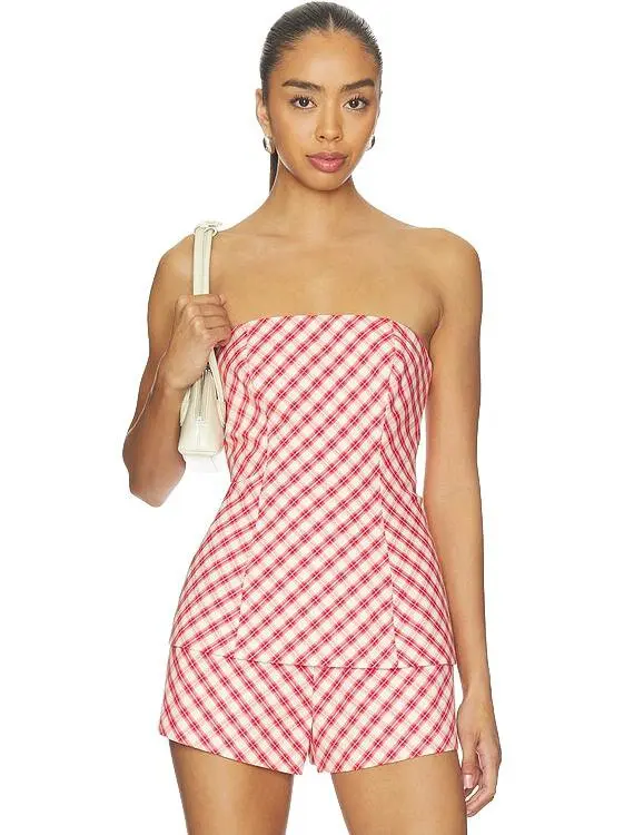 Tularosa Rae Strapless Top - Red Gingham
