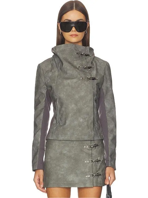 JADED LONDON Funnel Neck Jacket - Grey