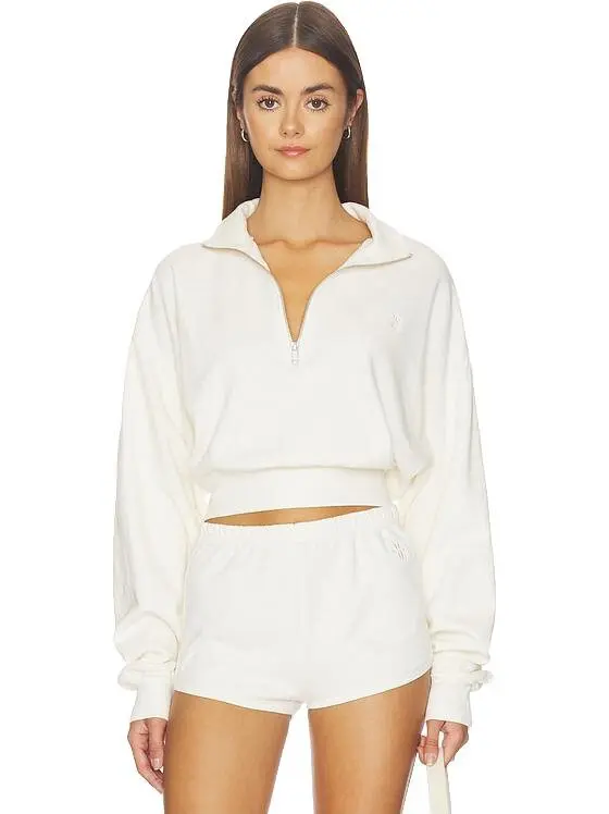 Eterne Cropped Half-zip Sweatshirt - Bone