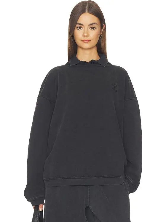 Alexander Wang Prestyled Slashed Crewneck With Polo Dickie - Washed Black