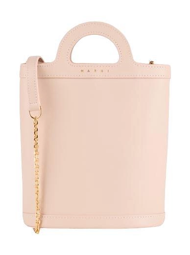 Marni Leather Bucket Bag With Metallic Straps - Blush