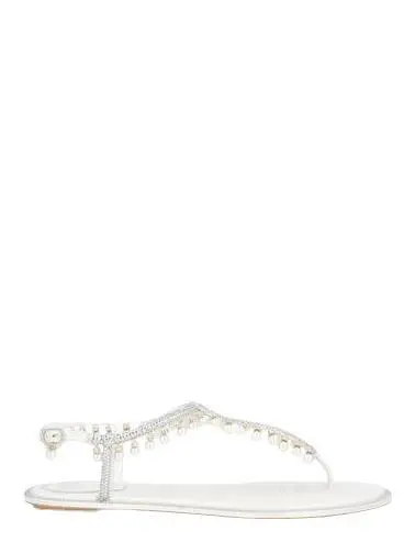 Rene Caovilla Embellished Thong Sandals - White