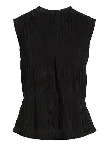 Liviana Conti Sleeveless Crewneck Top In Acetate And Silk - Black