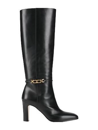 TOM FORD Calfskin Leather Knee-high Boots With Brass Embellishment - Black
