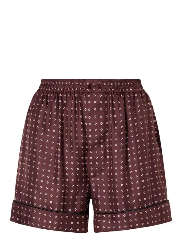 Saint Laurent Printed Silk-twill Shorts - Burgundy