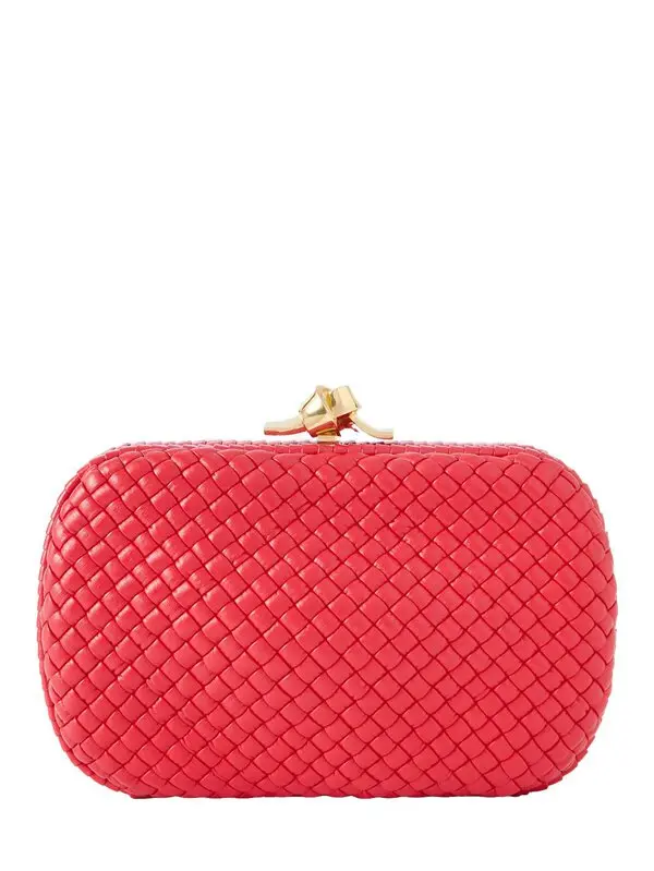 Bottega Veneta Knot Intrecciato Leather Clutch - Red