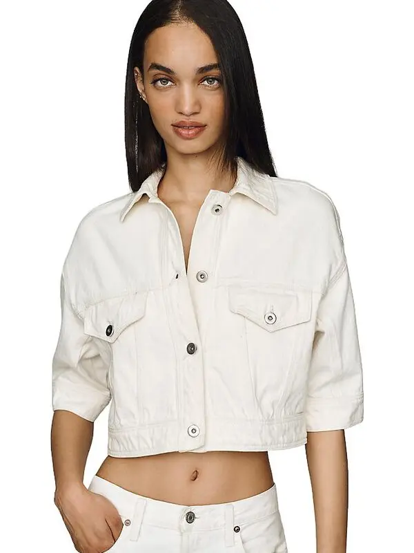 PILCRO Cotton Crop Trucker Jacket - White