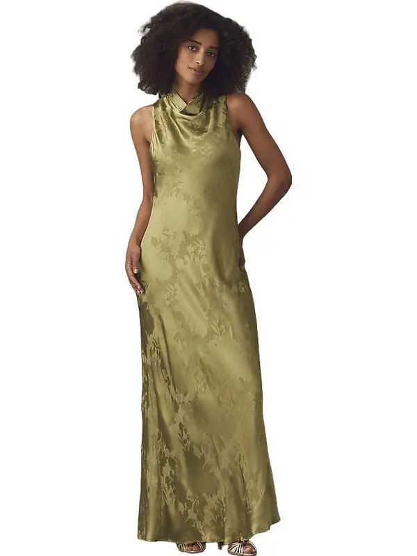 Bhldn High-neck Floral Print Slip Maxi Dress - Green