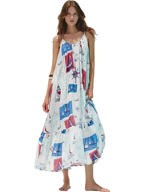 CELANDINE Malika Maxi Dress - Blue Pattern