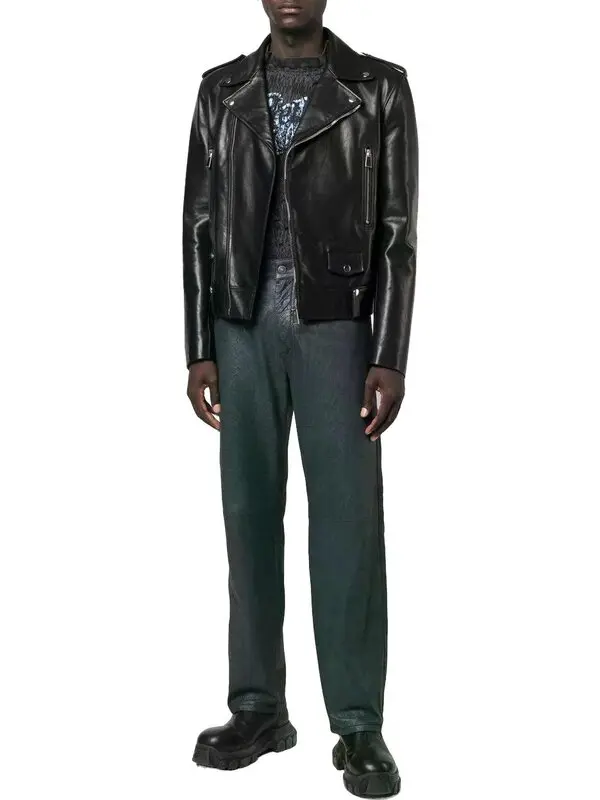 DIESEL® Lambskin Straight-leg Trousers - Grey