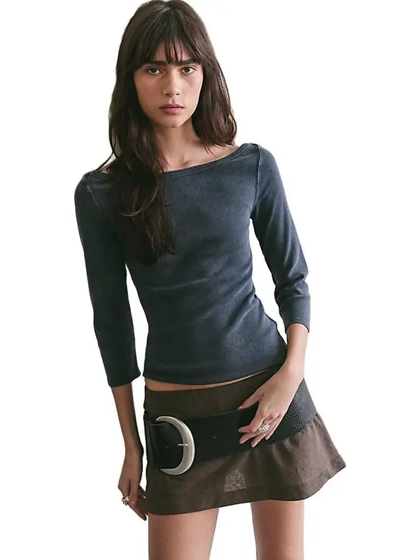 Free People We The Free Atlas Boat Neck Top - Black