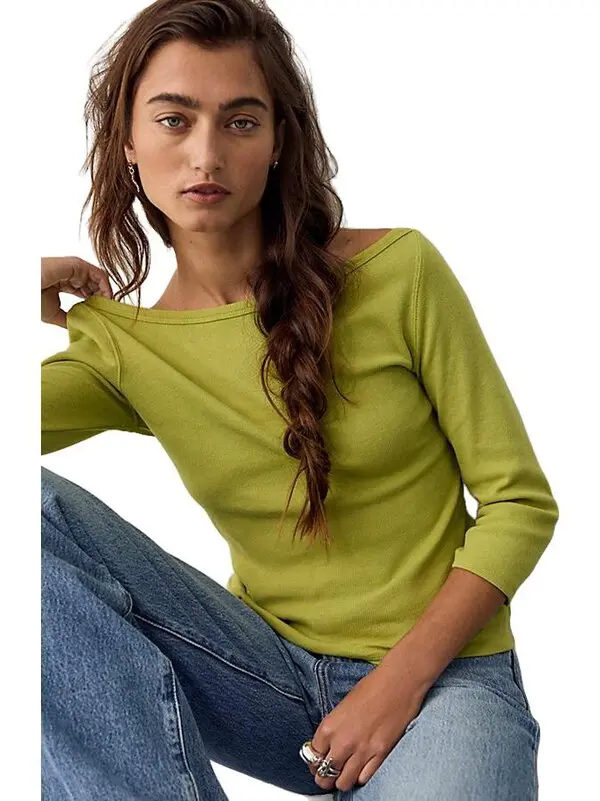 Free People We The Free Atlas Boat Neck Top - Lime