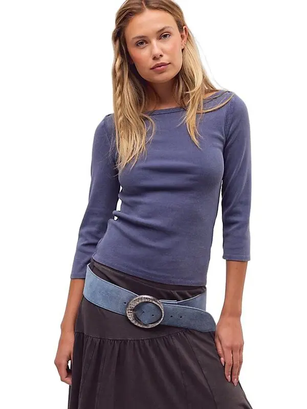 Free People We The Free Atlas Boat Neck Top - Moody Indigo