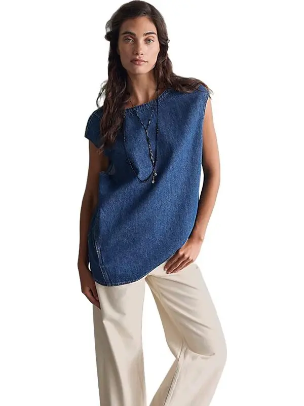 Free People We The Free New Horizons Denim Tunic - Blue Views