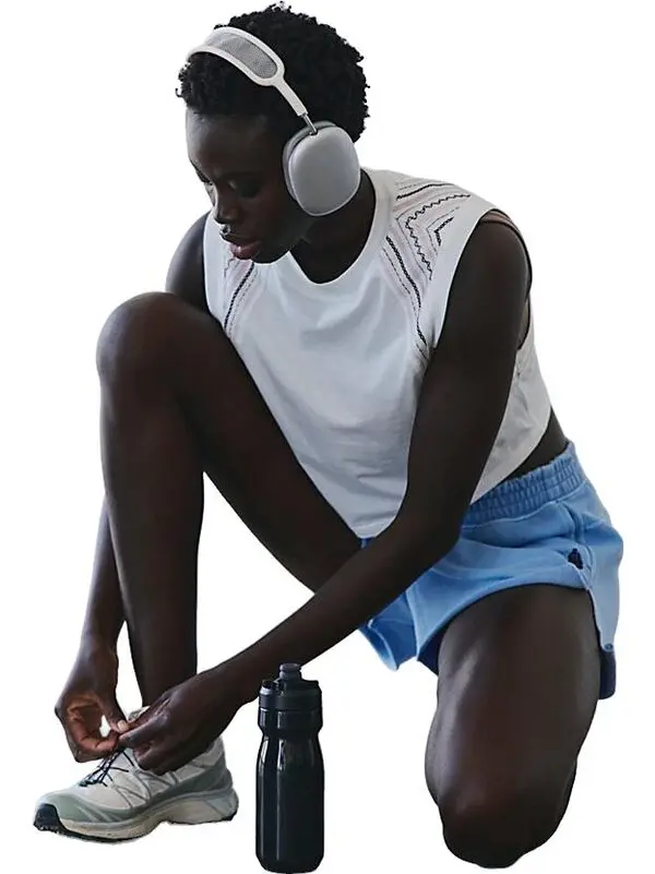 Free People Sleeveless Cropped Performance Tee With Stripe Detailing - White