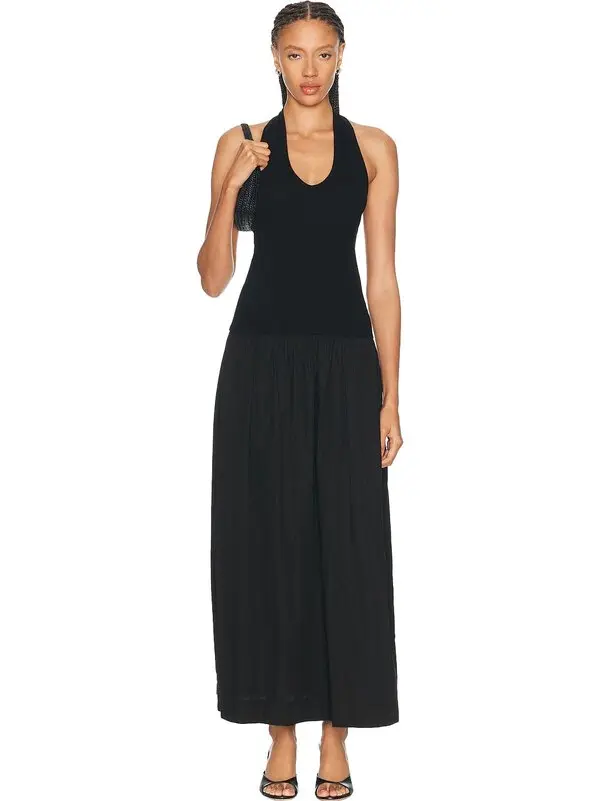 Enza Costa Halterneck Maxi Dress - Black