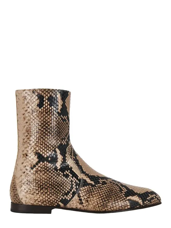 Khaite Colt" Ankle Boot In Snakeskin Effect Leather - Taupe
