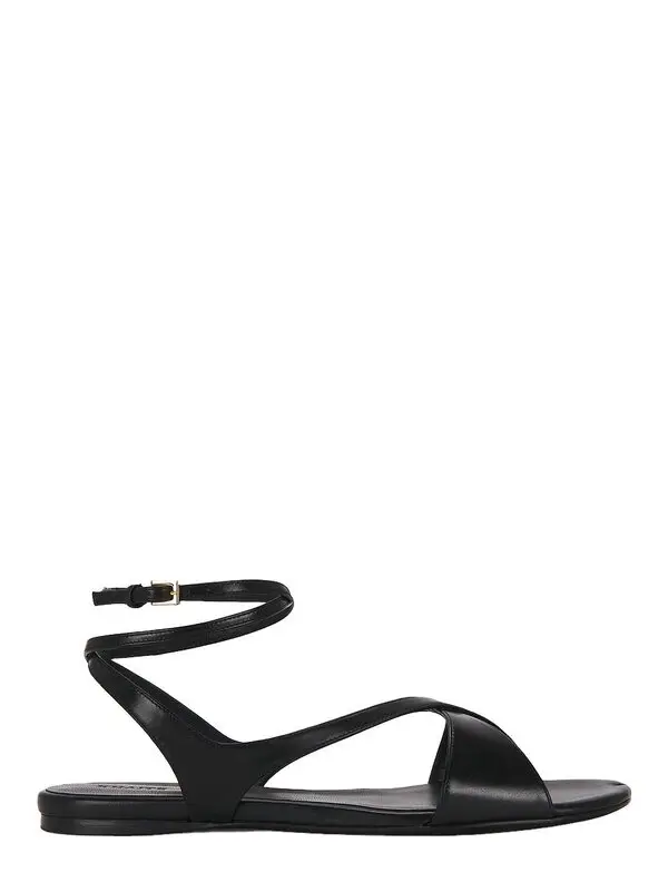 Khaite Liria Ankle Strap Flat Sandal - Black