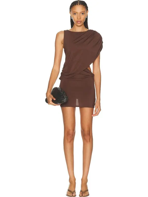 EAVES Thea Mini Dress - Chocolate Brown