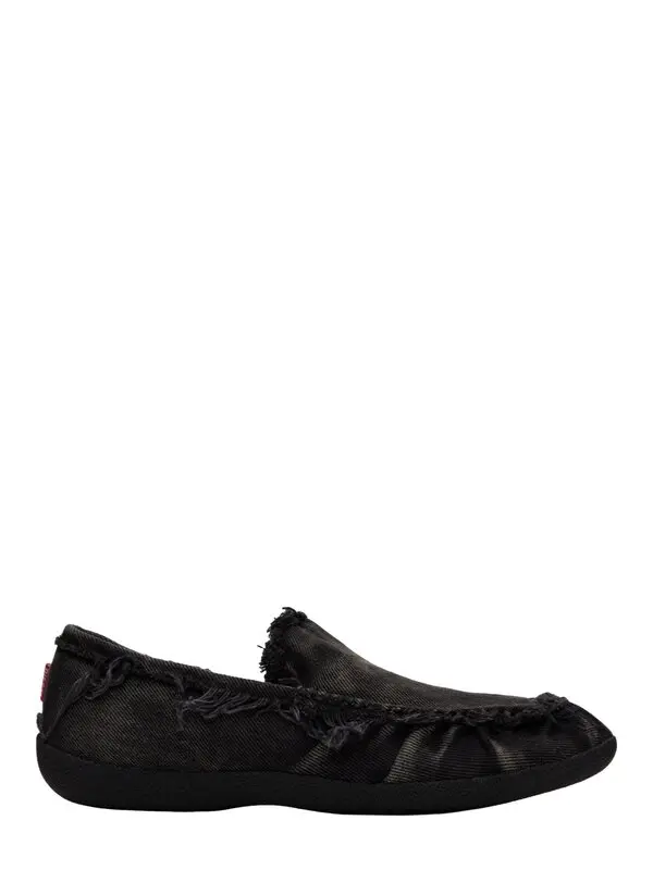 DIESEL® D-shock Moc Frayed-detail Loafers - Black