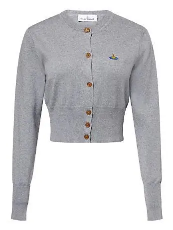 VIVIENNE WESTWOOD Bea Cropped Cotton-blend Knit Cardigan - Dark Grey Melange
