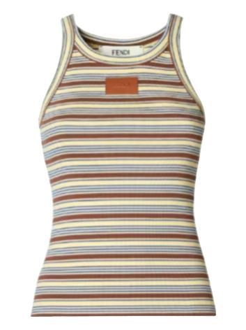 Fendi Striped Logo Patch Knit Top - Multicolour