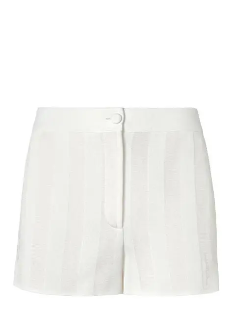 Fendi Pequin Motif Viscose Shorts - White
