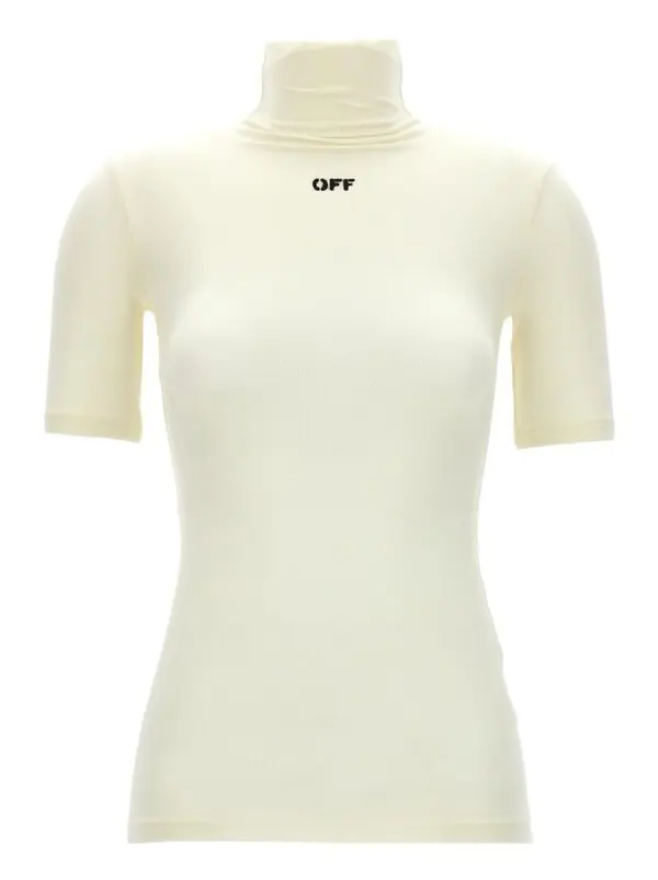 Off-White High Neck Logo Top - White