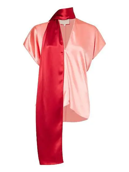 ROKSANDA Nava Scarf-neck Satin Top - Peach Pink