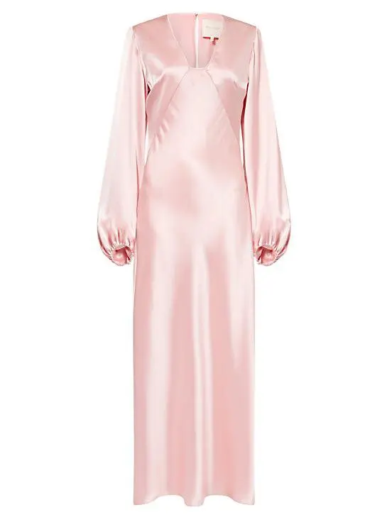 ROKSANDA Capsule Amori Long Sleeve Satin Midi Dress - Rose Clair