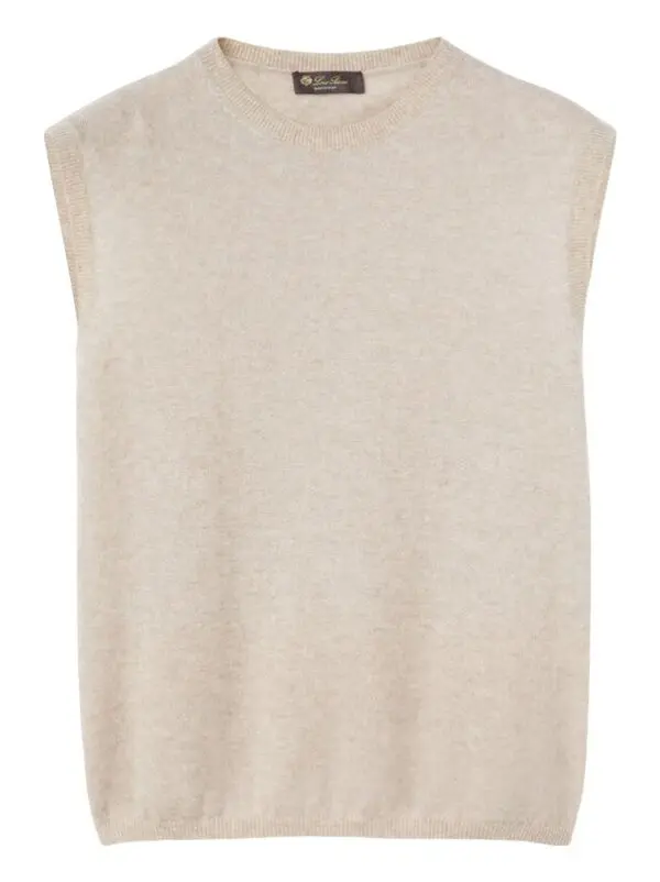 Loro Piana Cashmere Vest With Ribbed Cuffs - Seed