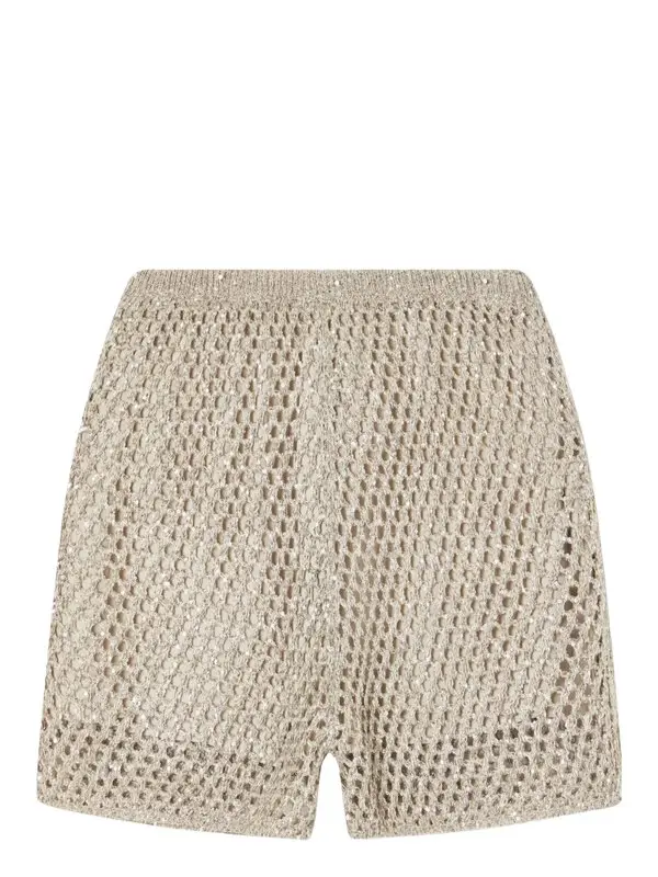 Brunello Cucinelli Sequined Knit Shorts - Silver