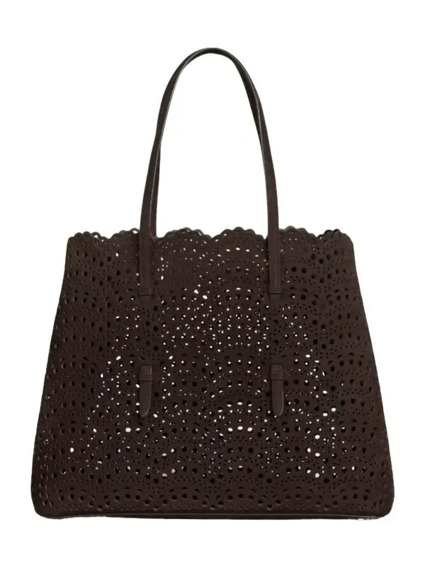 Alaïa Mina 37 Vienna Wave Nubuck Tote Bag - Dark Brown