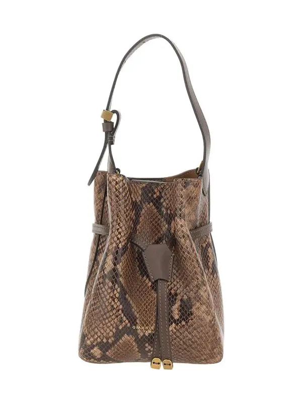 GIANNI CHIARINI Sienna Bucket Bag With Snakeskin Print - Brown
