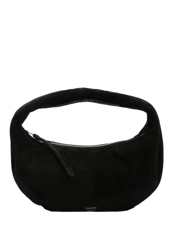 Khaite Suede Crescent Handbag - Black