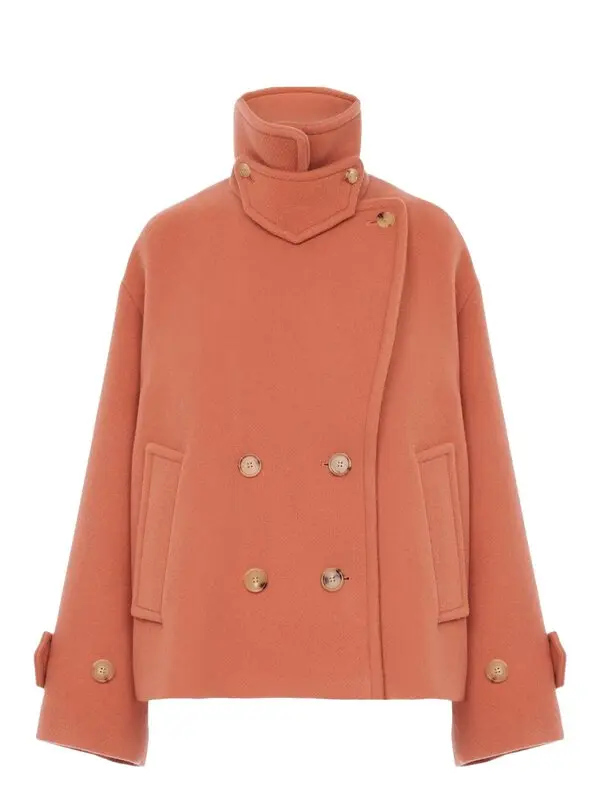 Chloé Oversized Short Coat In Wool - Cedar Powder