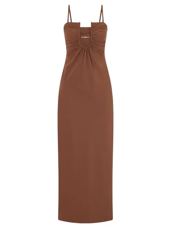Christopher Esber Pleated Maxi Dress - Brown