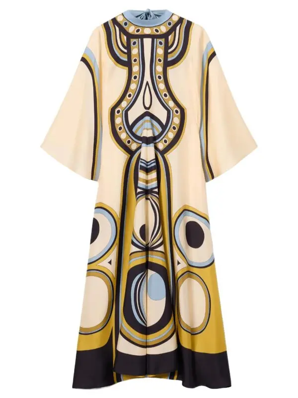 La DoubleJ Magnifico Printed Silk Maxi Dress - Nude