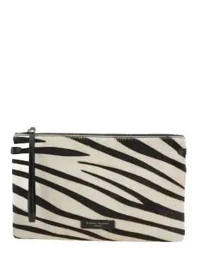 GIANNI CHIARINI Zebra Print Clutch With Detachable Strap - Nude