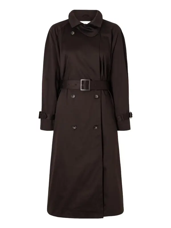 Nour Hammour Double-breasted Trench Coat - Chocolate-colored