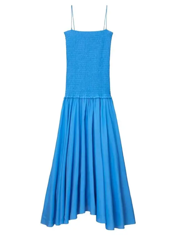 Tory Burch Smocked Spaghetti Strap Maxi Dress - Bay Blue