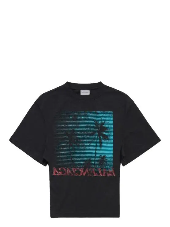 Balenciaga Vintage Holiday Cropped T-shirt - Black