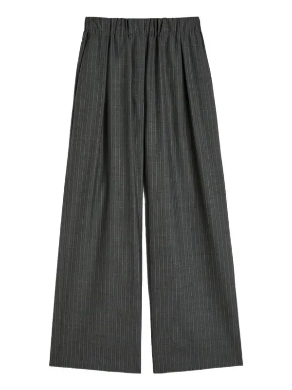 JIL SANDER Wool Pinstripe Wide Leg Trousers - Grey