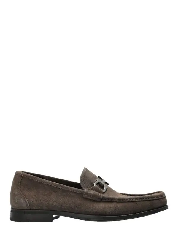 FERRAGAMO Gancini" Suede Loafers - Black