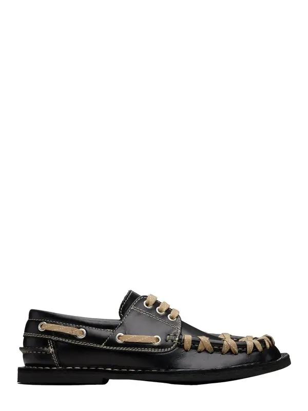 Camper Eki Leather Lace-up Boat Shoe - Black