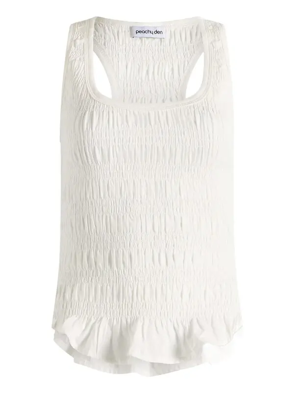 PEACHY DEN Deba Shirred Tank - Porcelain