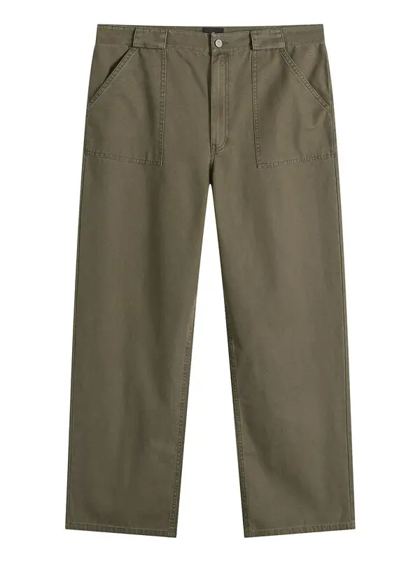 ANINE BING Grayson Wide Leg Cotton Canvas Cargo Pants - Army Green