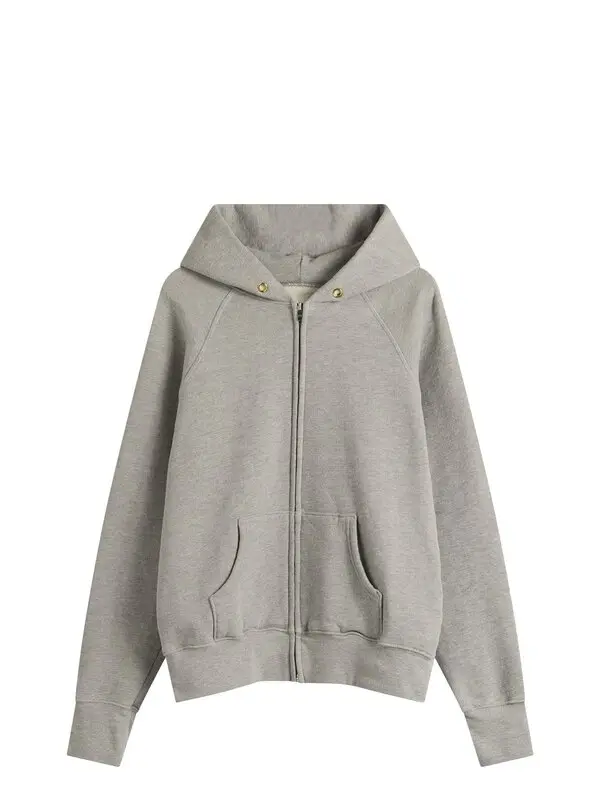LES TIEN Heavyweight Raglan Zip Hoodie - Heather Grey